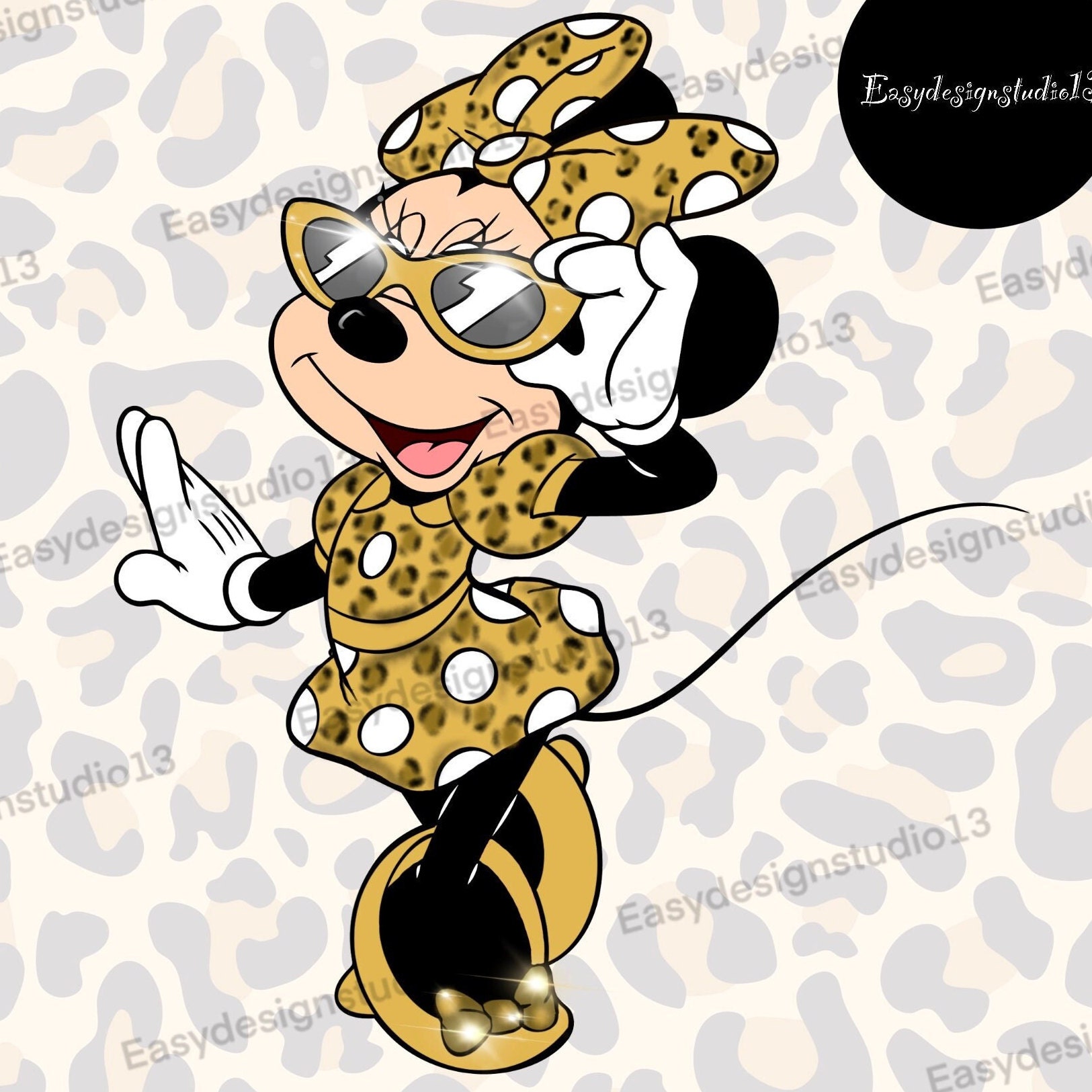 Leopard Minnie Mouse PNG File, Minnie Gold Glitter, Minnie Sublimation ...