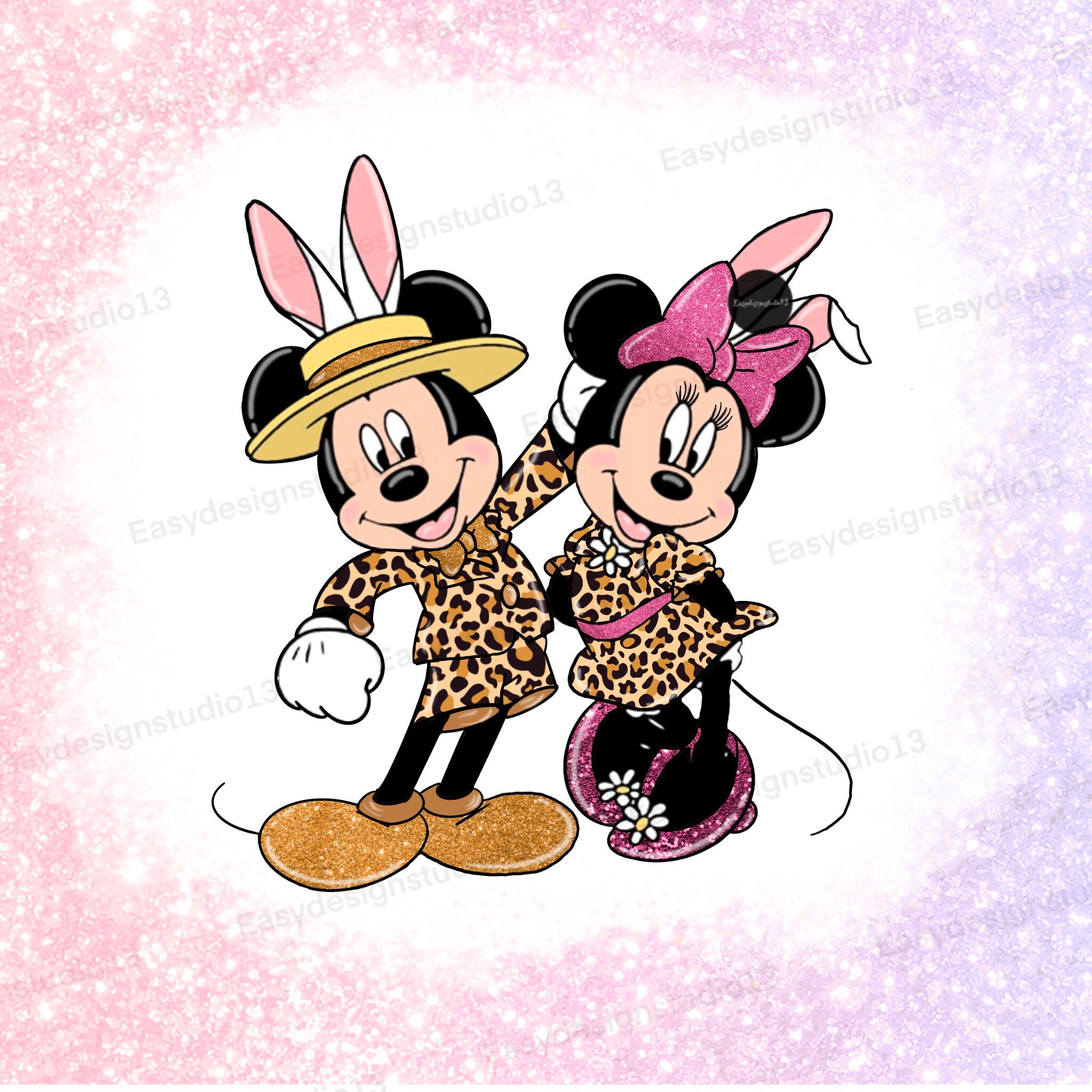 Leopard Minnie and Mickey Mouse PNG Fileminnie Pink - Etsy
