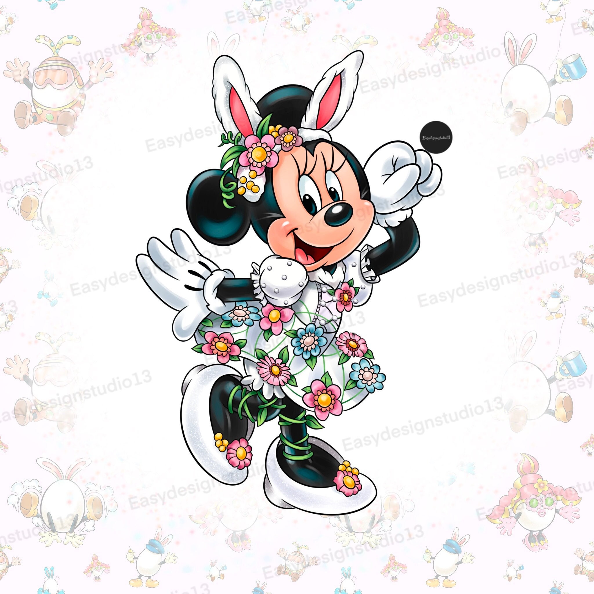 Minnie Mouse Easter Bunny Ears PNG Sublimation Design, Easter Mouse ...