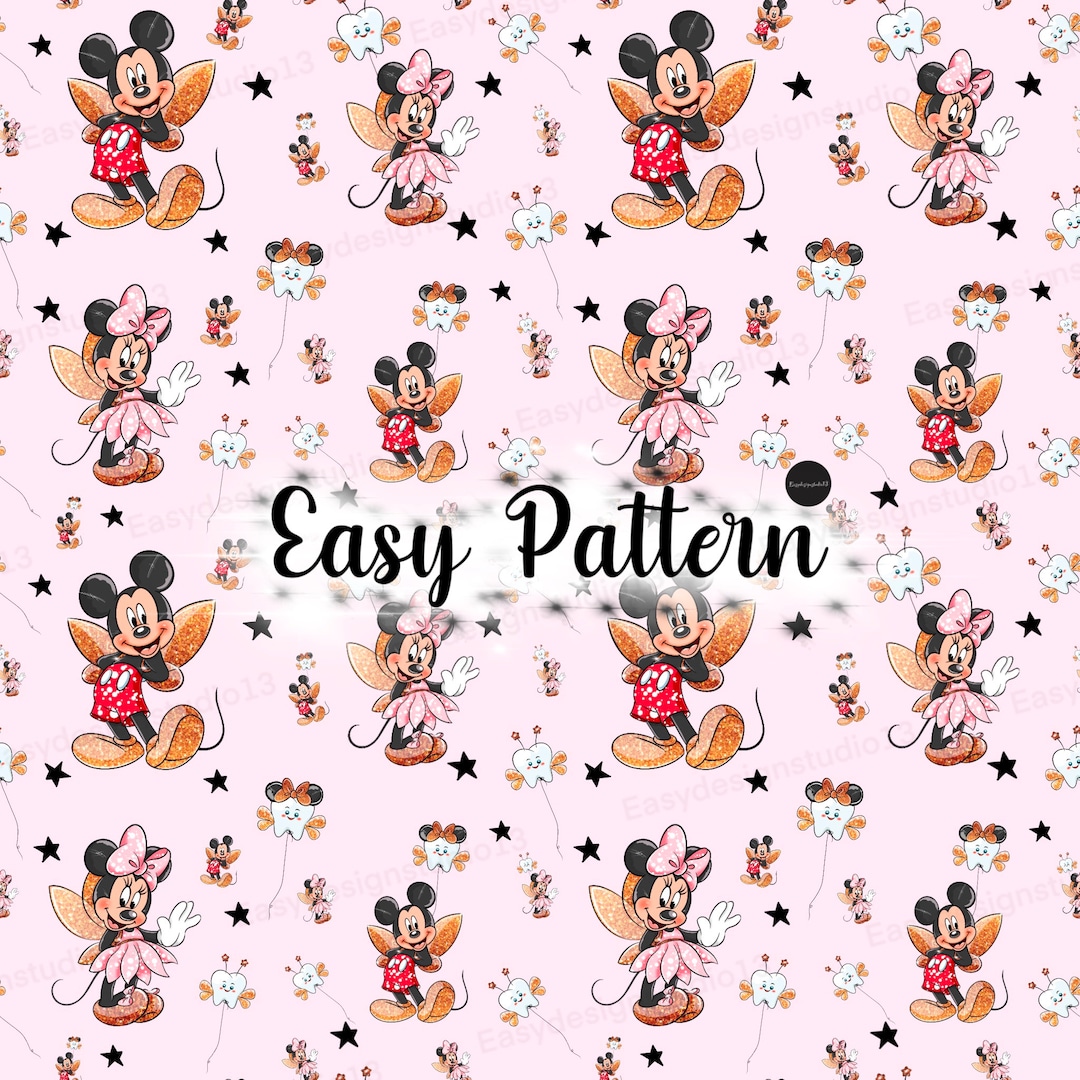 Minnie Mouse Tooth Fairy Seamless Pattern, Pink Mouse Seamless File ...