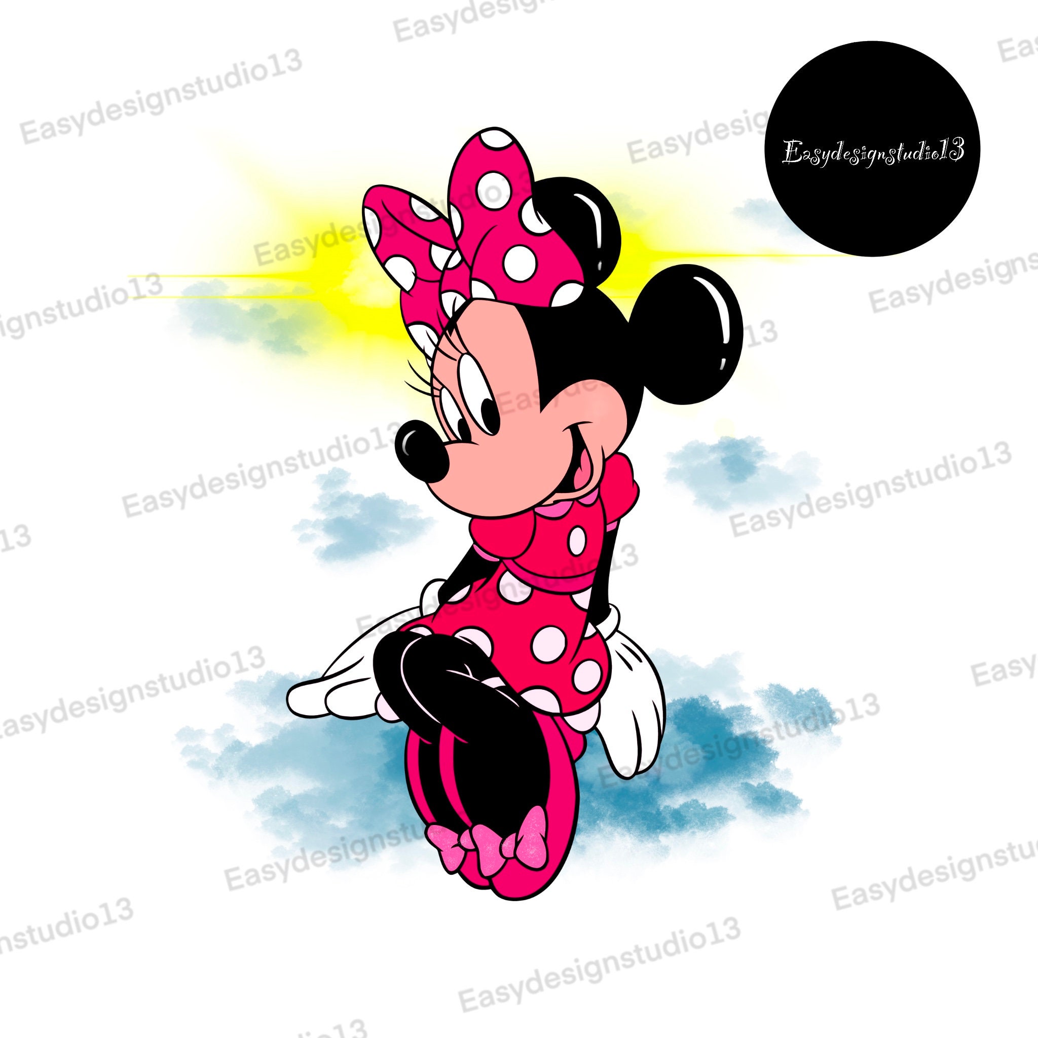 Minnie Mouse Girl Pink Dress Polka Dots Polkadots Digital - Etsy