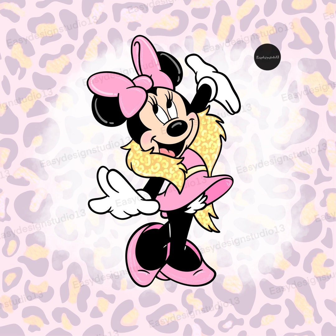 Leopard Minnie Mouse PNG File, Minnie Pink Glitter, Minnie Sublimation ...
