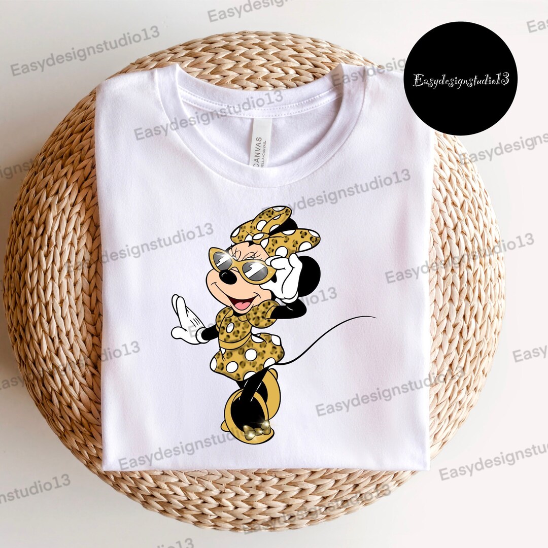 Leopard Minnie Mouse PNG File, Minnie Gold Glitter, Minnie Sublimation ...