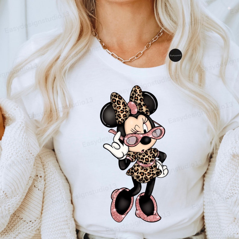 Leopard Minnie Mouse PNG File, Minnie Pink Glitter, Minnie Sublimation ...