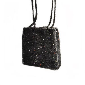 Double-side Beading Handmade Purse Black Tote Style Handbag Beaded ...