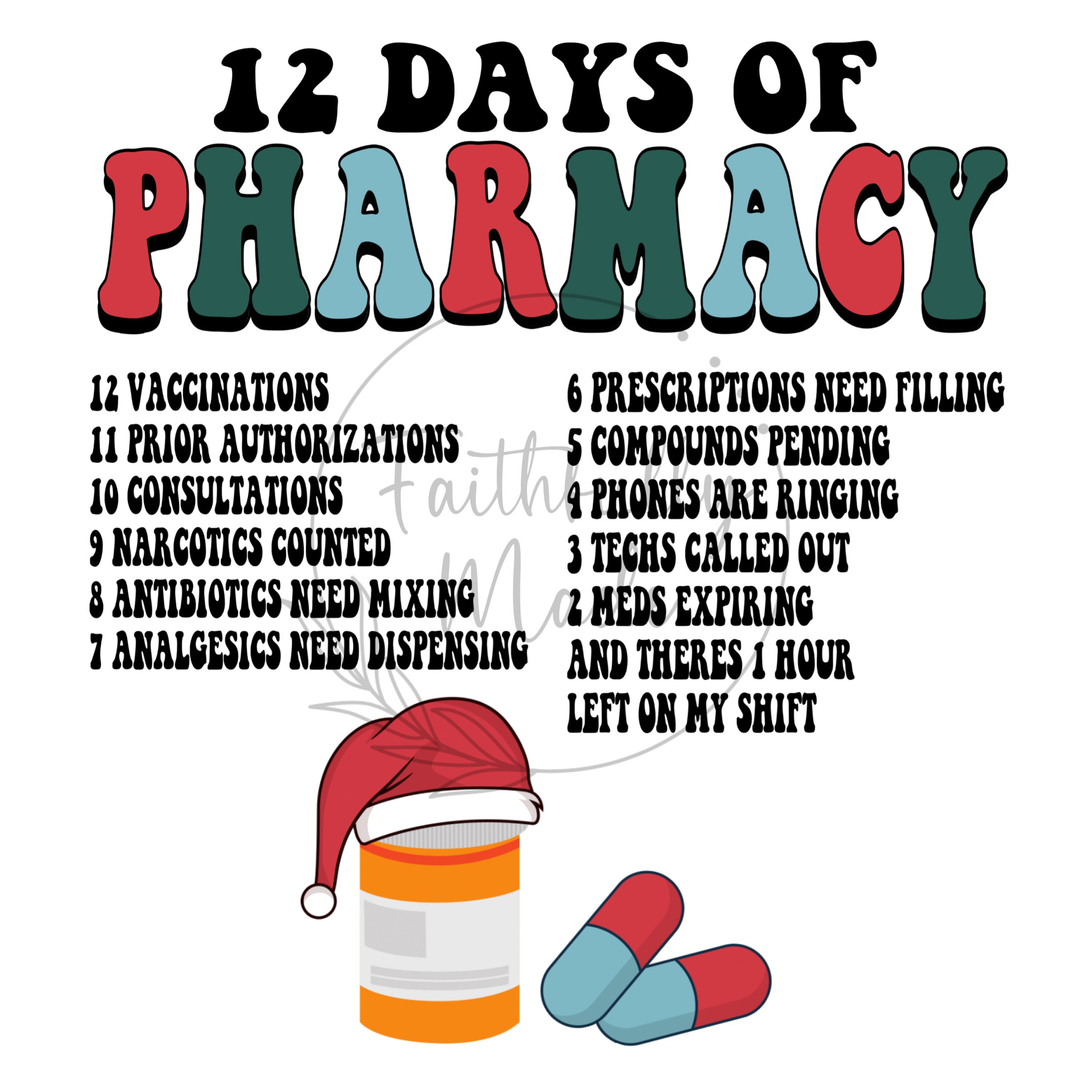 12 Days of Pharmacy PNG (not A Cut File) - Etsy
