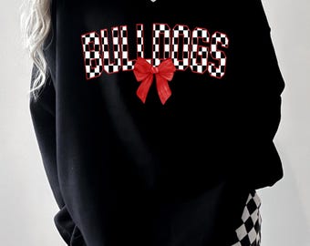 Bulldogs Checkered Stars School Mascot Checkers - Sticker- Decal- Car ...