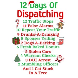 12 Days of Dispatching, Christmas, PNG, 911 Dispatcher Shirt Design ...