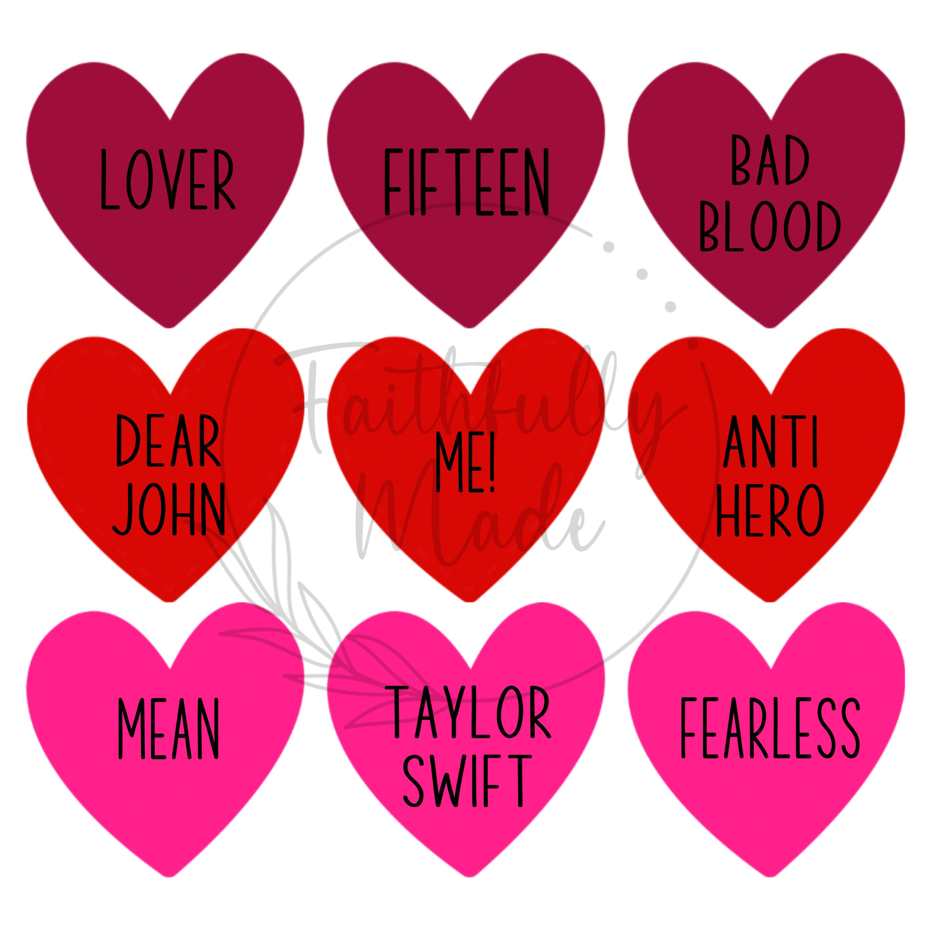 Taylor Valentine Hearts PNG (not a Cut File) - Etsy