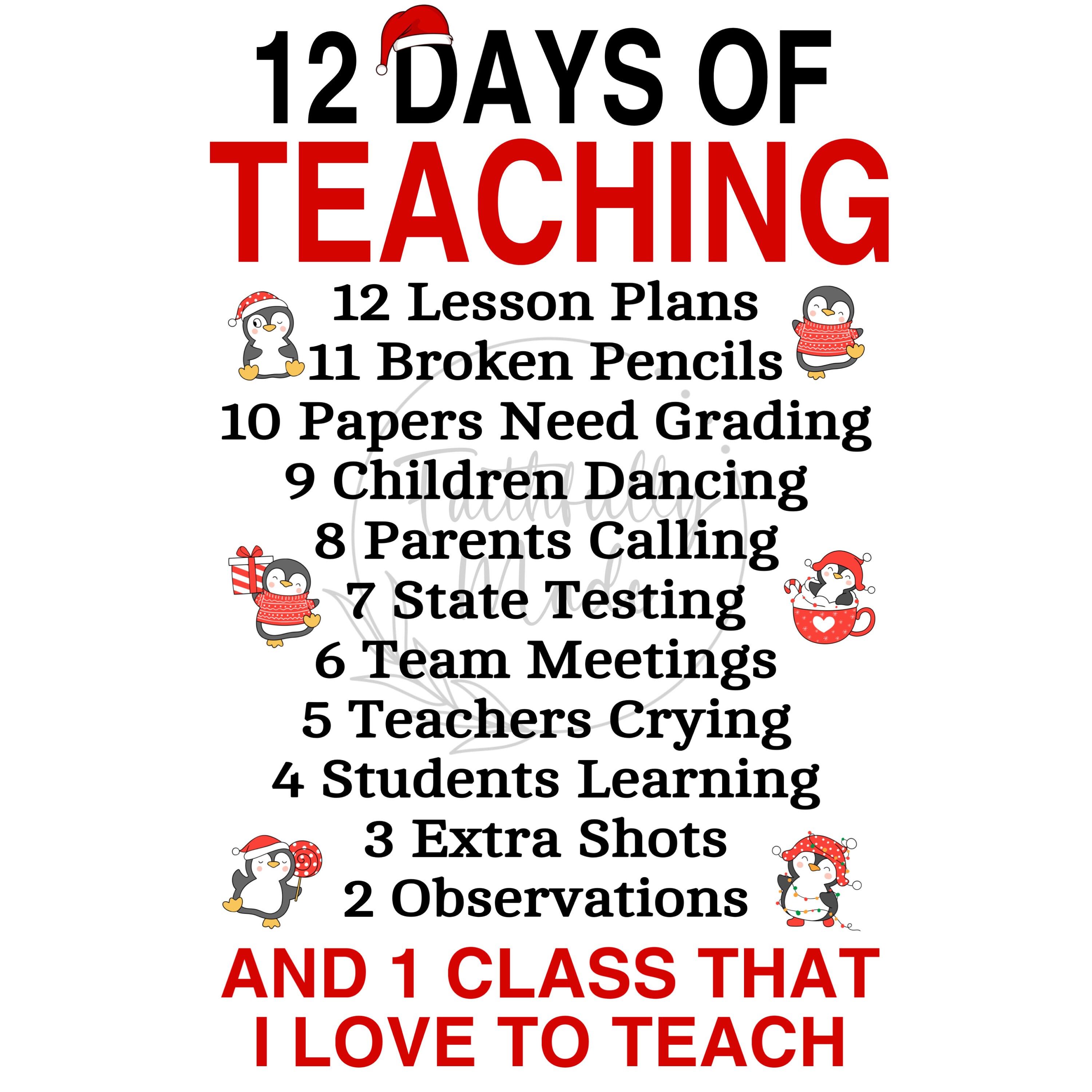 12 Days of Teaching PNG - Etsy