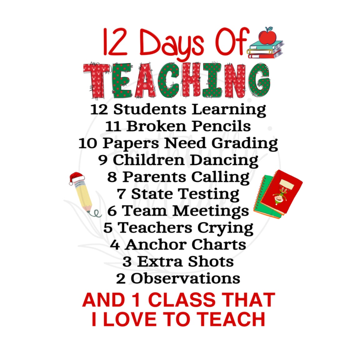 12 Days of Teaching PNG - Etsy