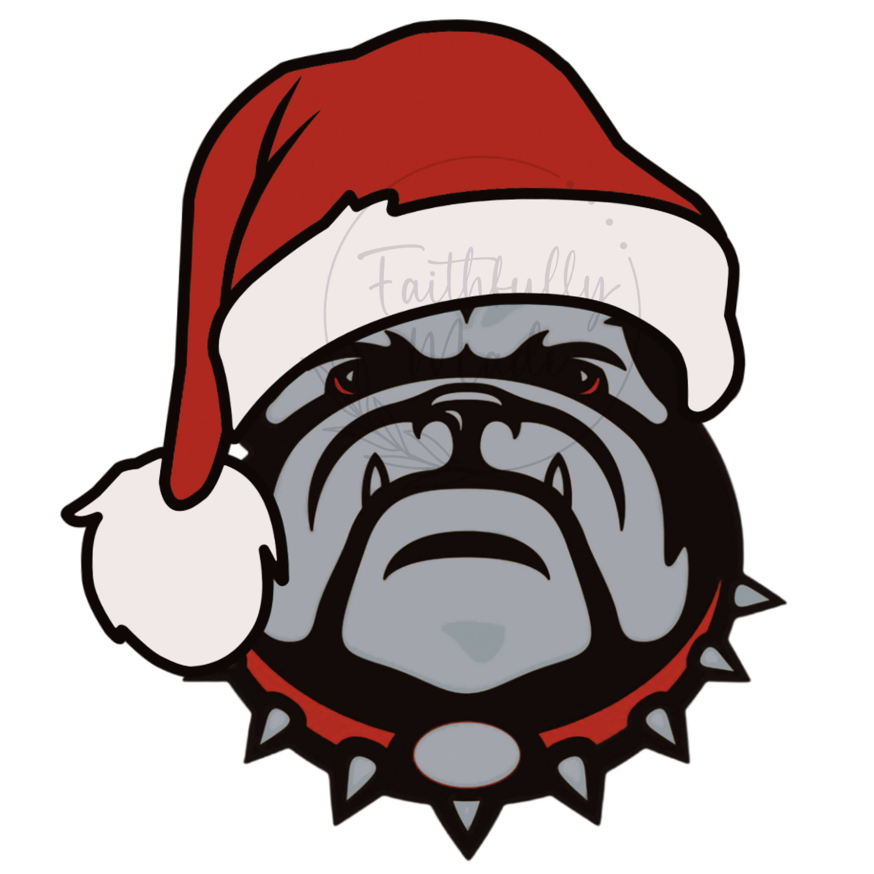 Bulldog Santa PNG - Etsy