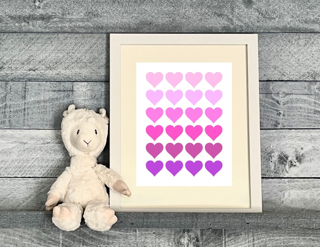 Ombre Pink Hearts Wall Art Printable - Etsy