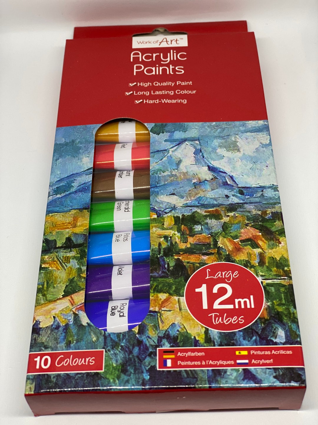 Acrylic Paint Pack OF 12 Large Assorted Tube Colours Acrylic Paint Tube ...
