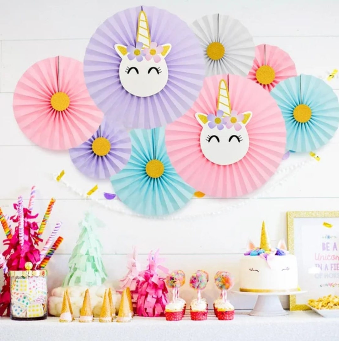 Unicorn Paper Fanhanging Paper Fans Decorations for All Occasions Party ...