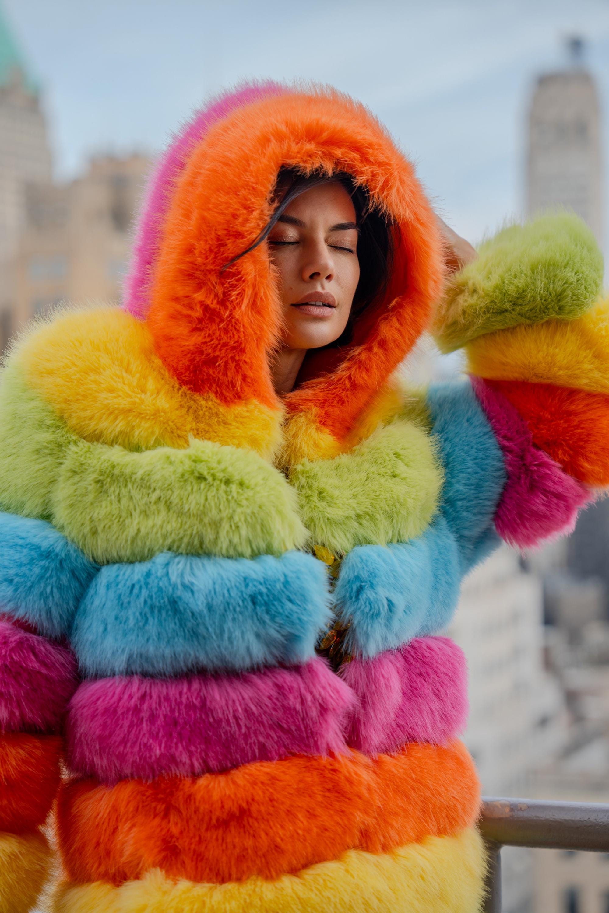 Over the Rainbow Faux Fur Coat - Etsy