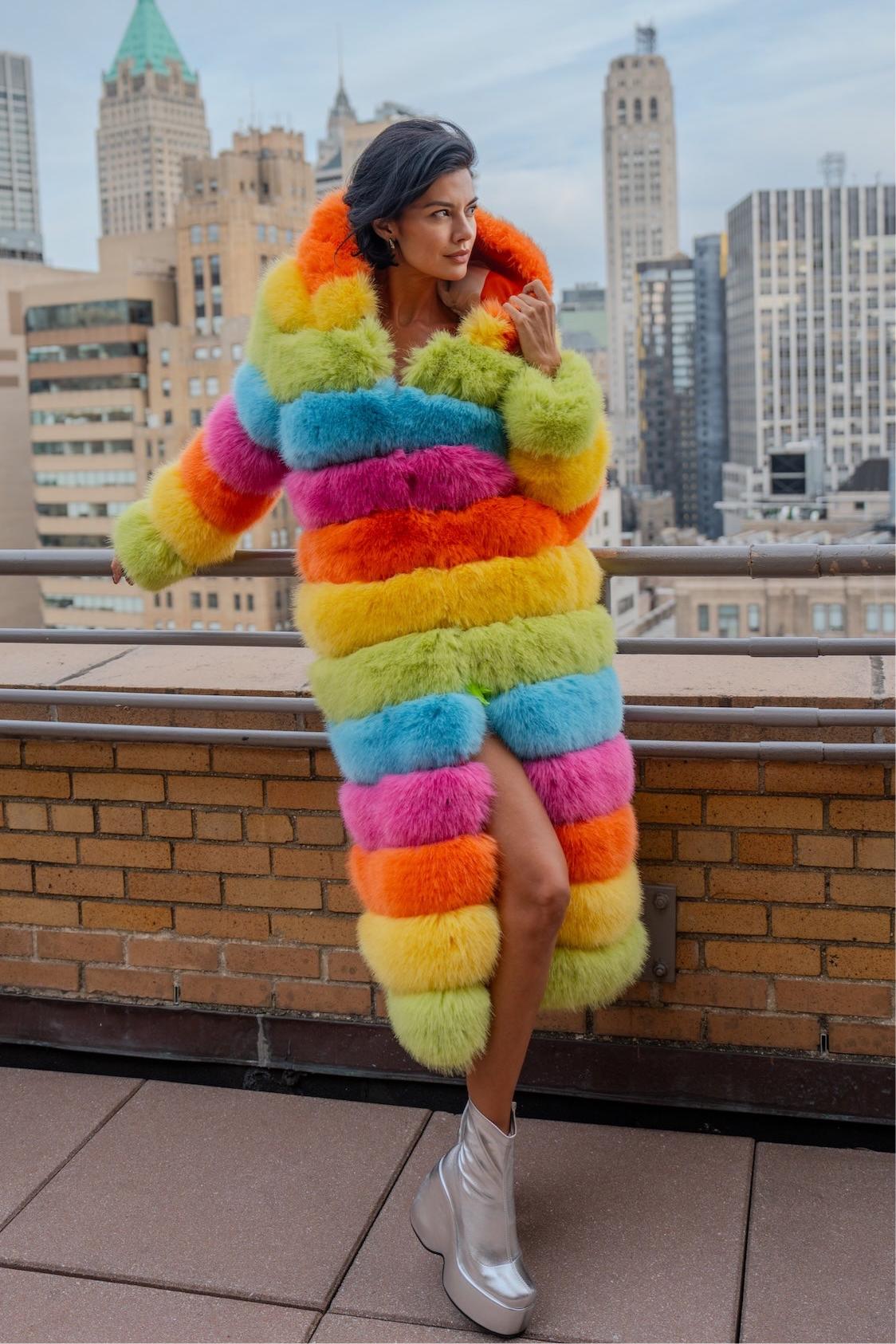 Over the Rainbow Faux Fur Coat - Etsy