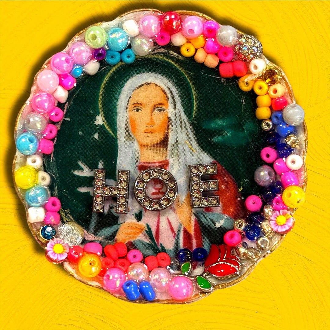Virgin Mary HOE Trinket Dish - Handmade Beaded Resin Art, Kitsch ...