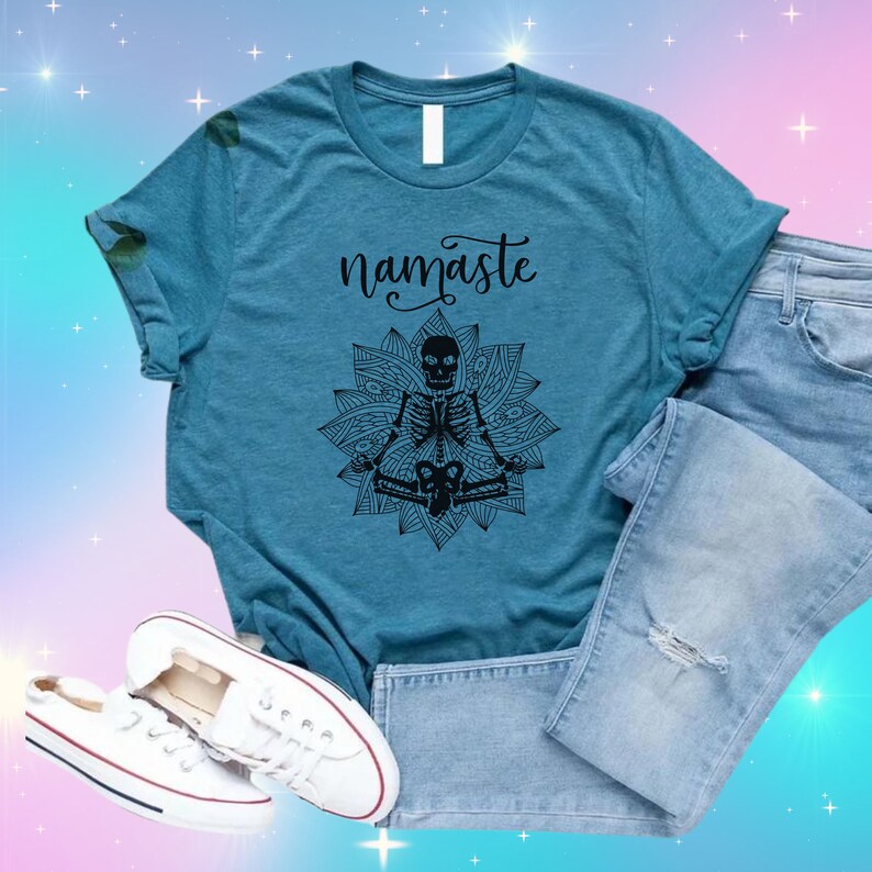 Namaste Skeleton Yoga Pose Mandala Meditation Shirt Yoga Tee - Etsy
