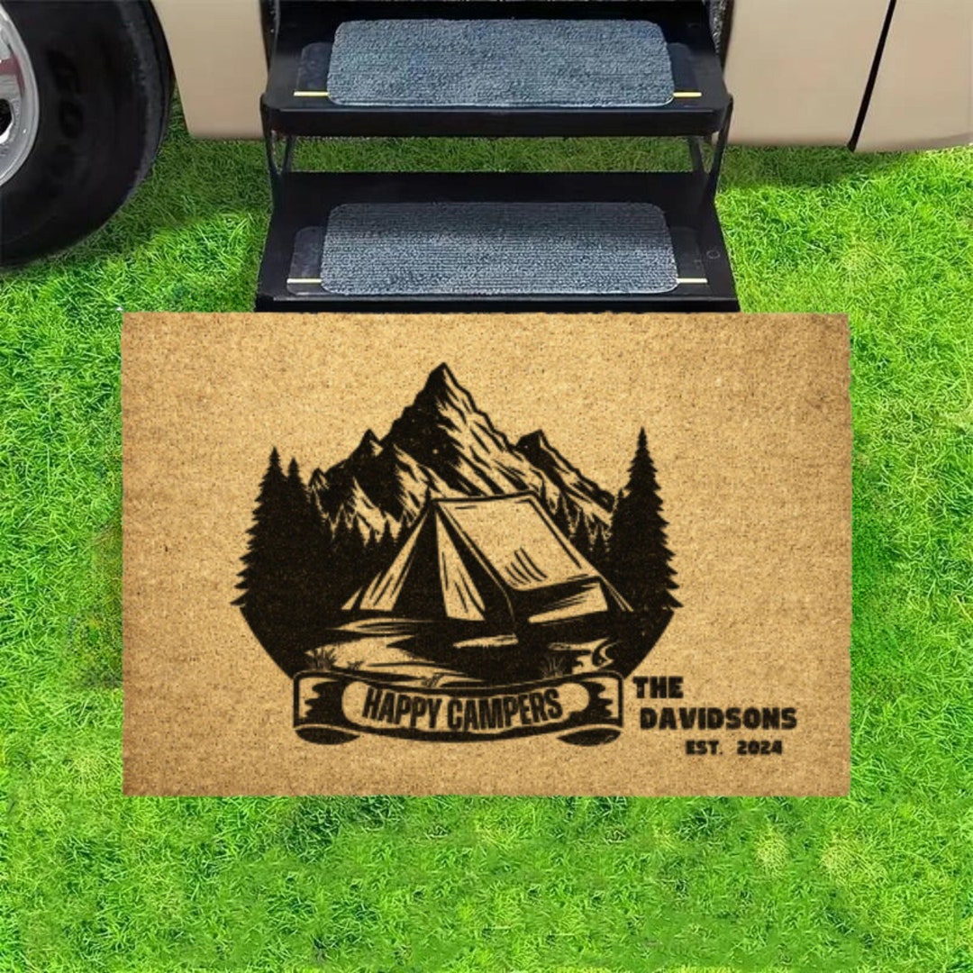 Personalized Outdoor Doormat Camping Family Gift, Housewarming Gift ...