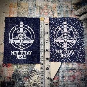 Not Today Jesus Baphomet Inverted Pentacle Sew on Patch. for Witchy Punk Battle Vests, Occult ...