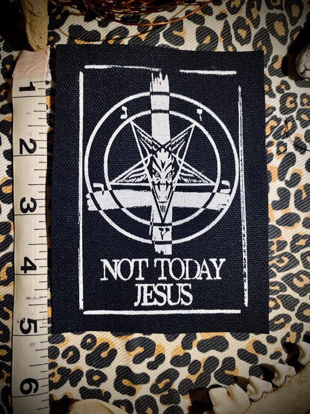 Not Today Jesus Baphomet Inverted Pentacle Sew on Patch. for Witchy Punk Battle Vests, Occult ...