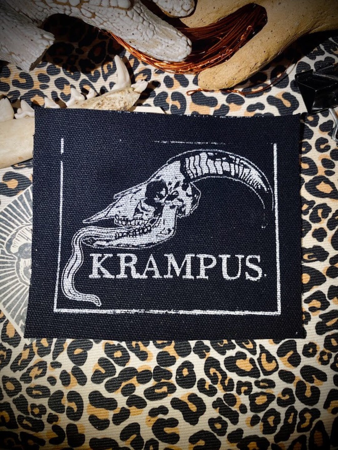 Krampus Skull Festive Sew on Punk Patch - Etsy