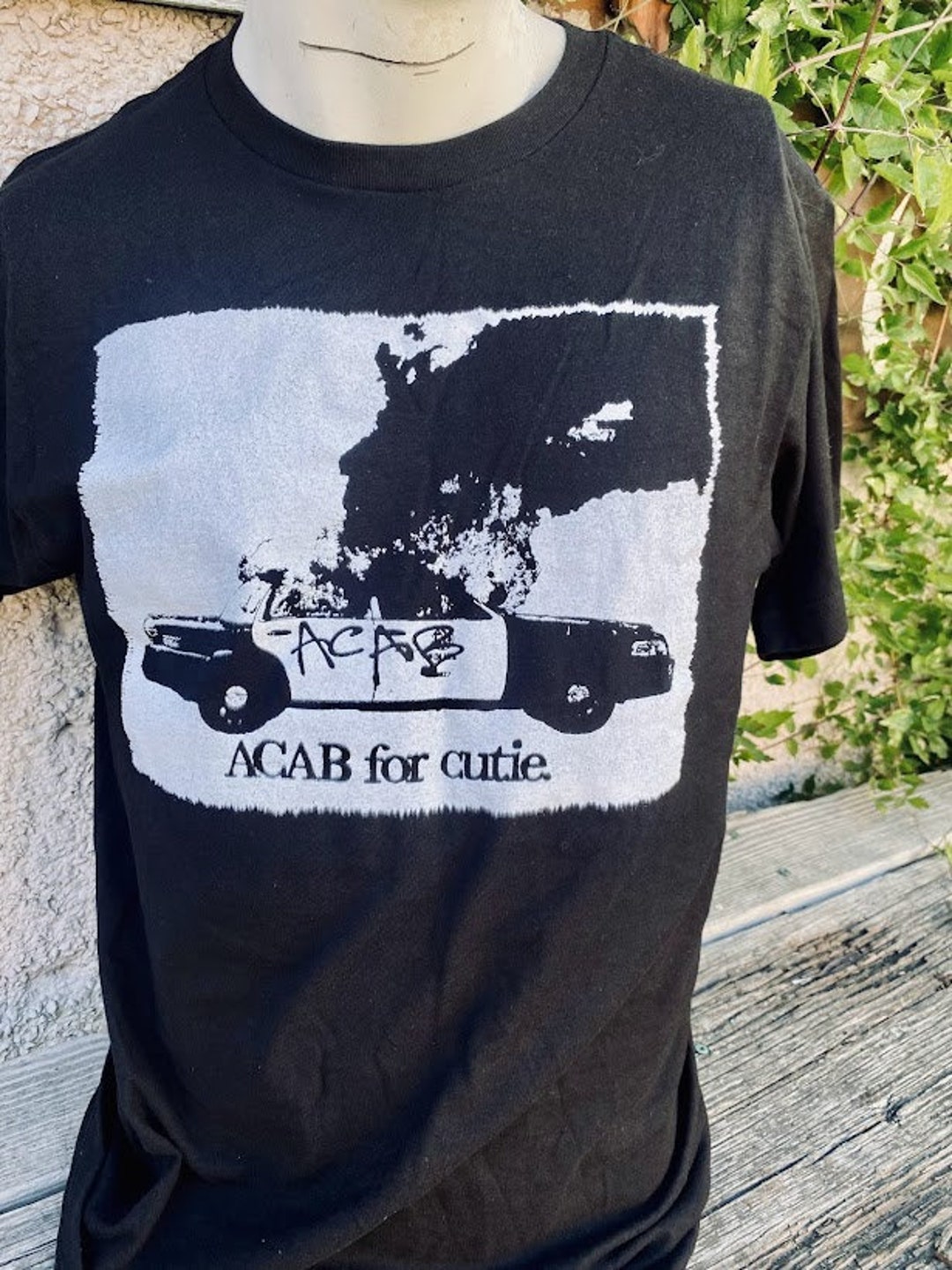 ACAB for Cutie Tee. T-shirt With a Burning Cop Car on It? Why Not, 1312 - Etsy