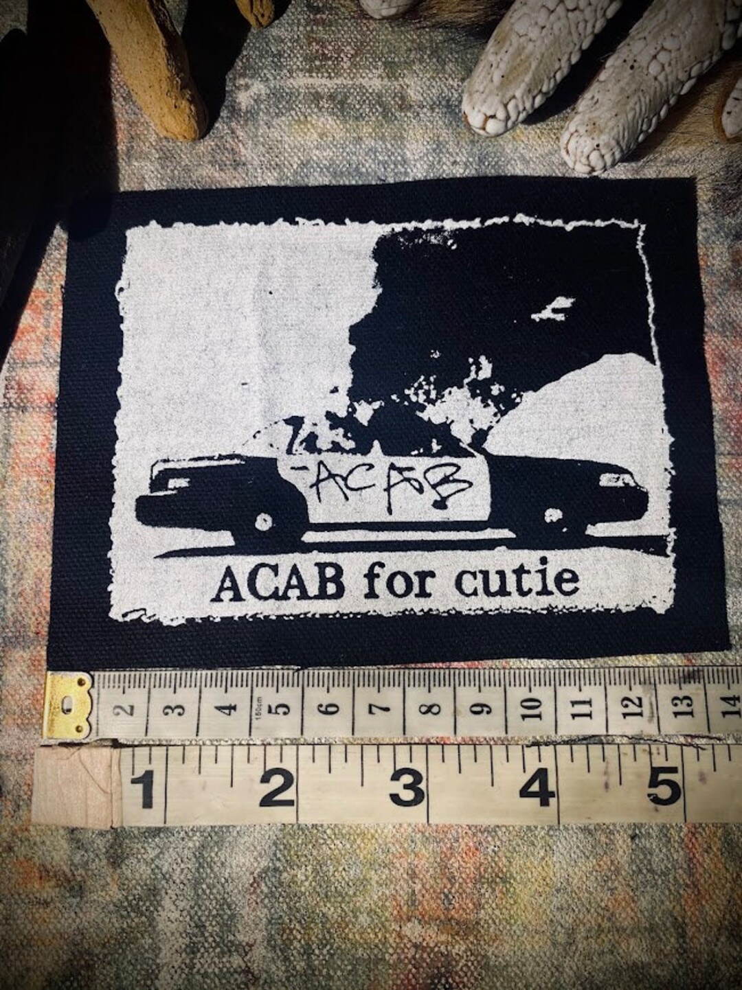 ACAB for Cutie Burning Police Car Sew on Patch. for Crusty Battle Vests ...