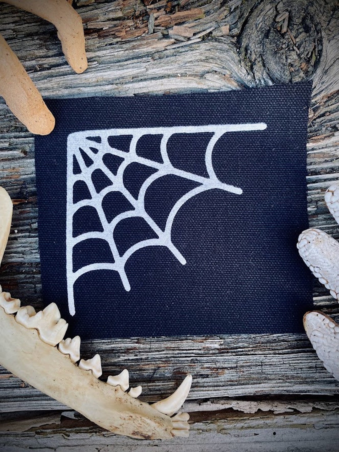 Corner Spider Web Sew on Patch. for Spooky Punk Battle Vests - Etsy