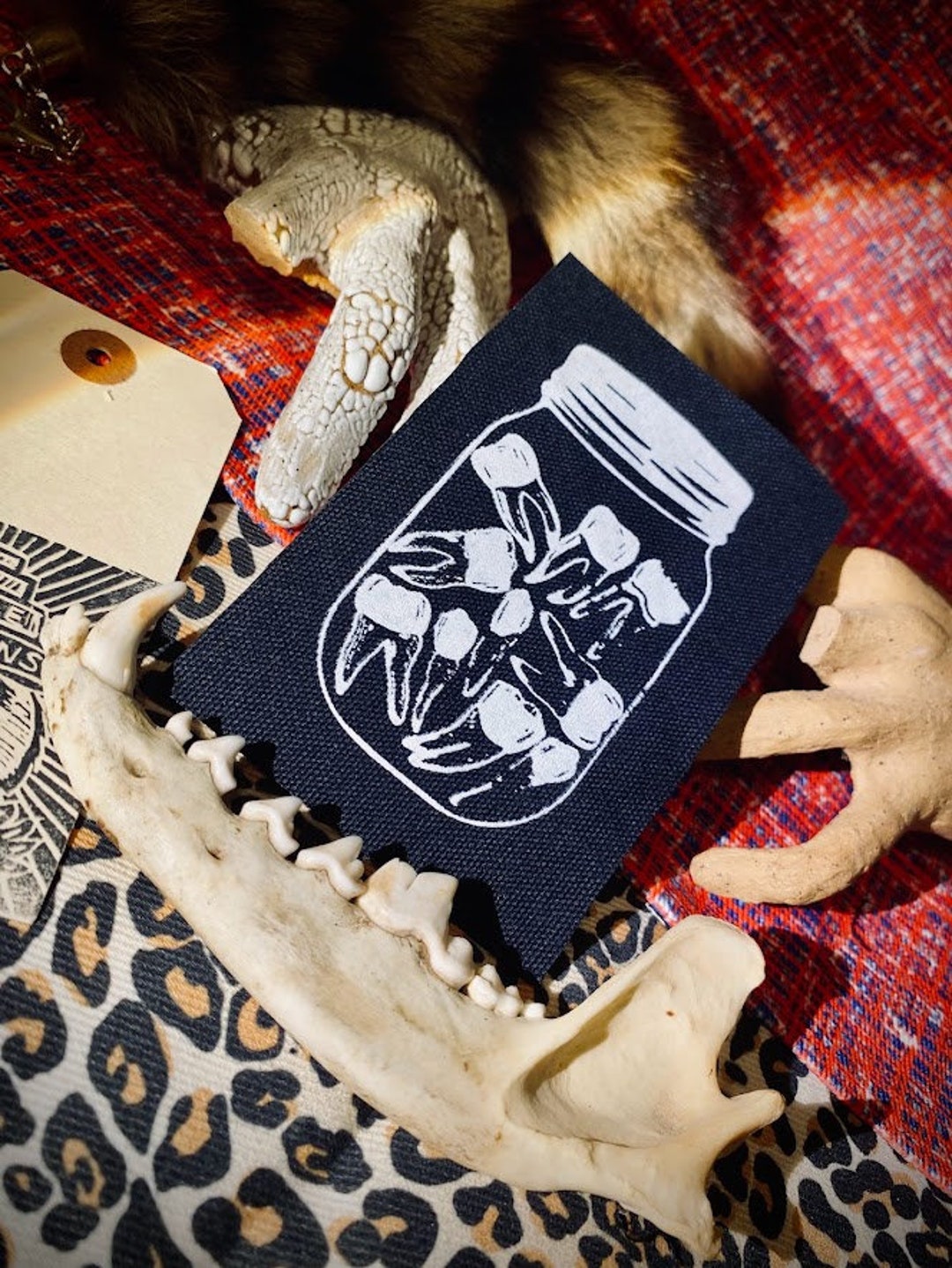 A Jar Full of Teeth Sew on Patch. Hand Made Silk Screened - Etsy Canada