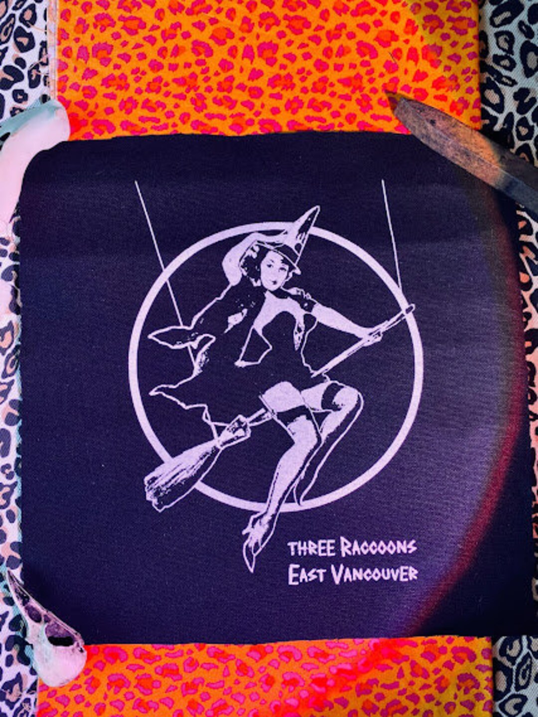 Pinup Witch on a Broom Back Patch. for Witchy Punk Battle Vests, Crusty ...