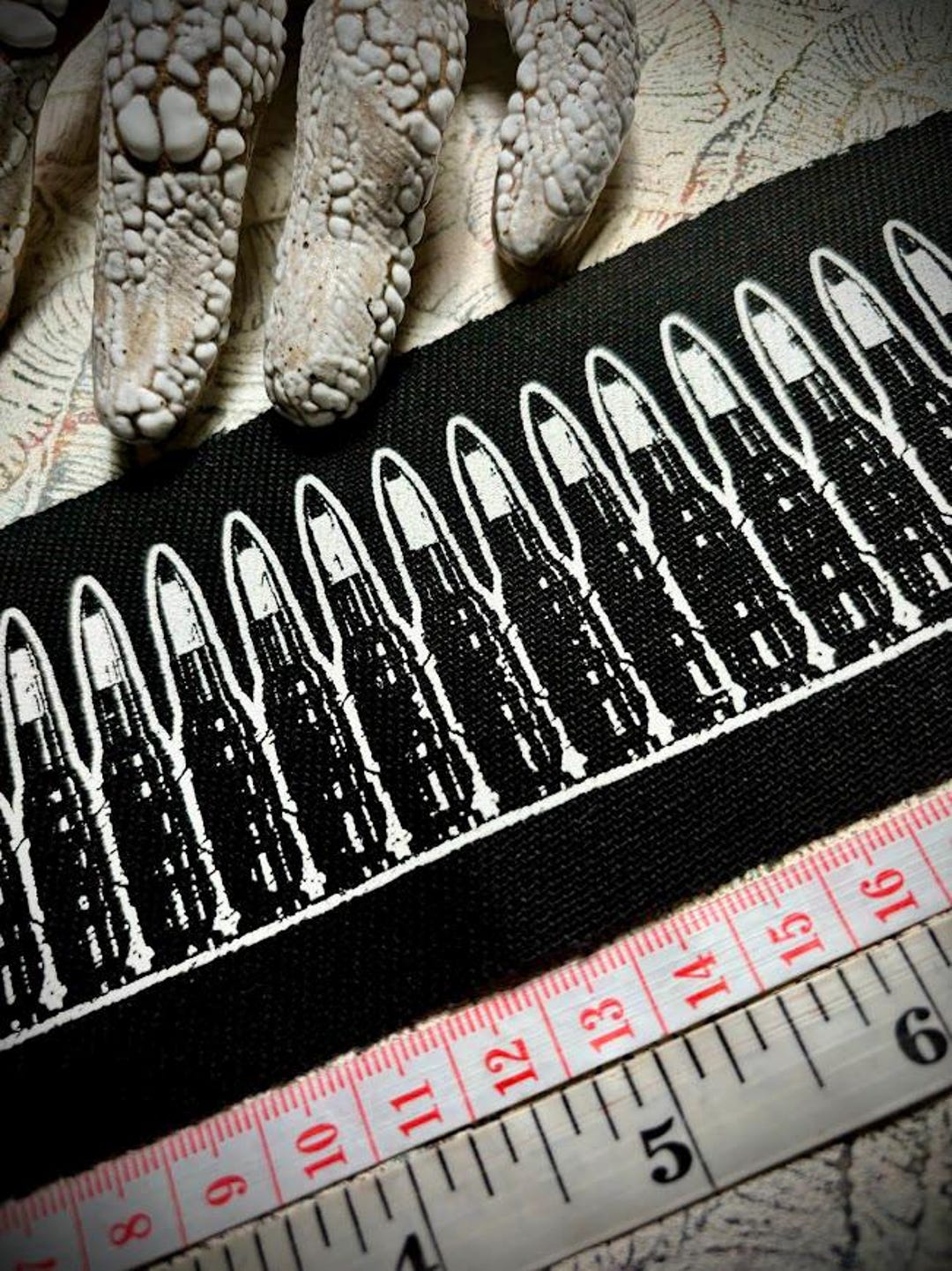 12" Bullet Belt | Punk Patch | Long String of Bullets | Cloth Patch ...