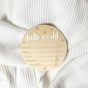 Hello World Baby Stat Sign | Hospital Birth Stat Sign | Wooden Birth ...