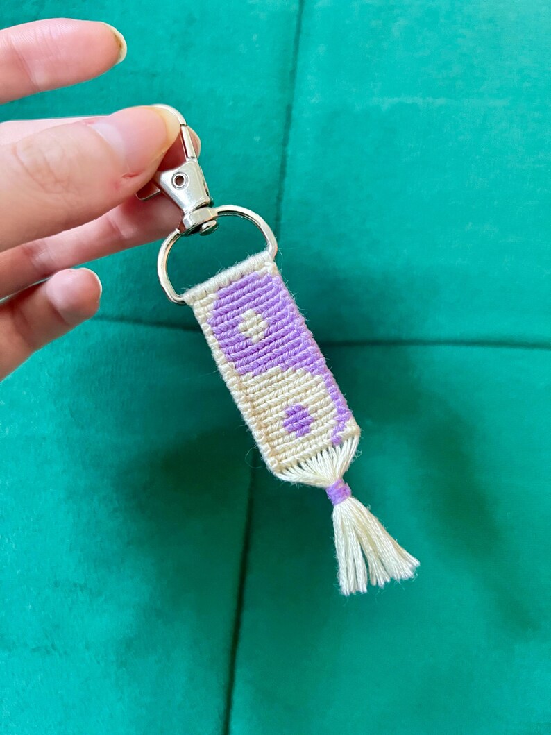 String Keychain | Yin and Yang Knotted Woven Accessories | Macramé ...