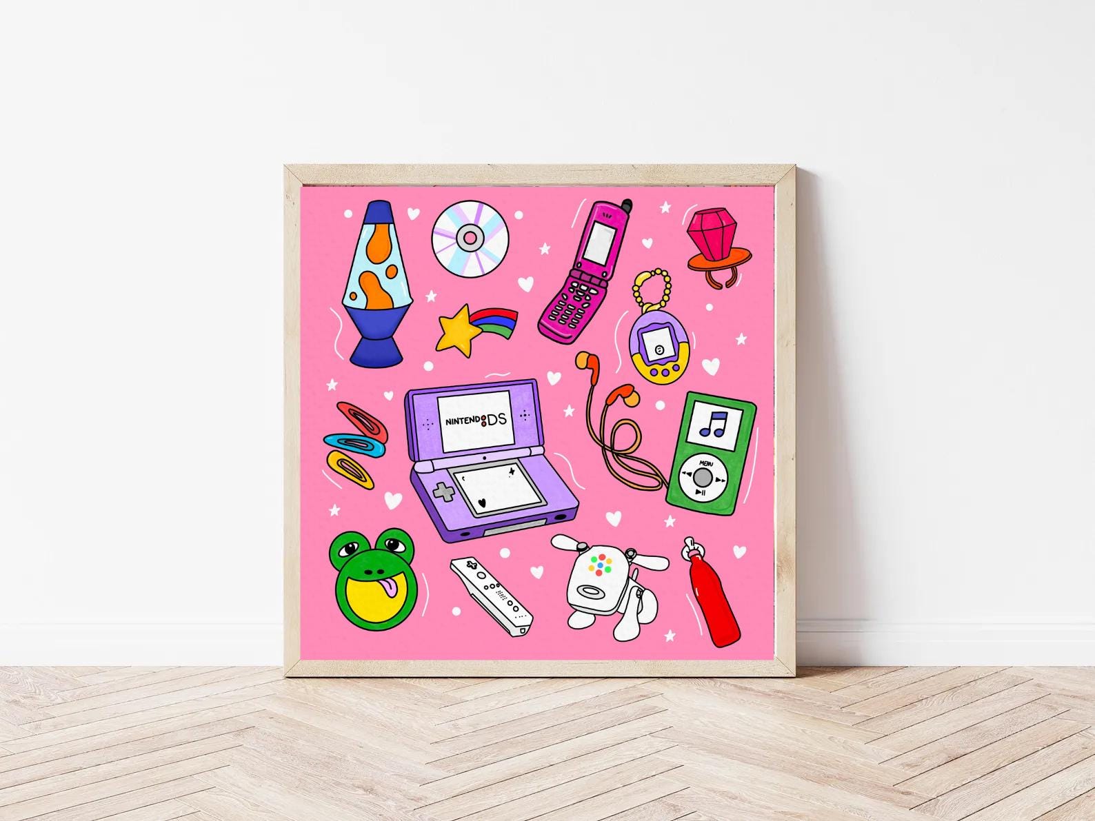 2000s Nostalgia Digital Art Print | Retro Y2K Wall Decor | Cute Pink ...
