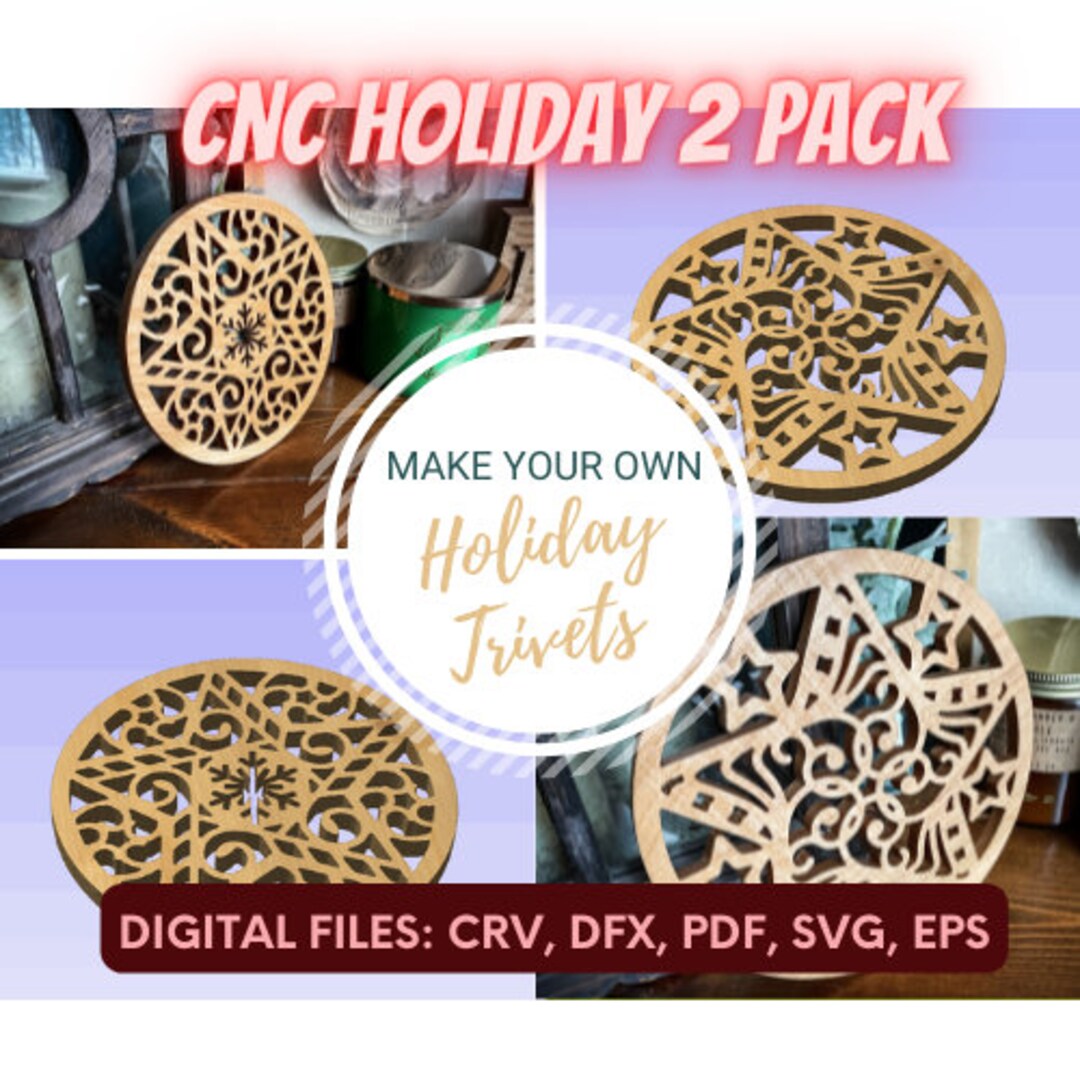 Holiday or Christmas Trivet 2 Pack! Star and Snowflake. DIGITAL File ...