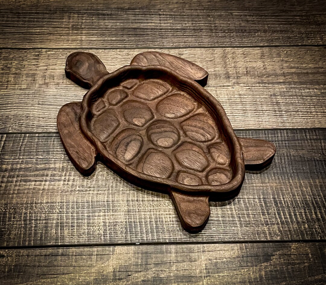 3D Turtle Wood Tray - Key , Ring or Gadget Dish, Bedside Catchall ...