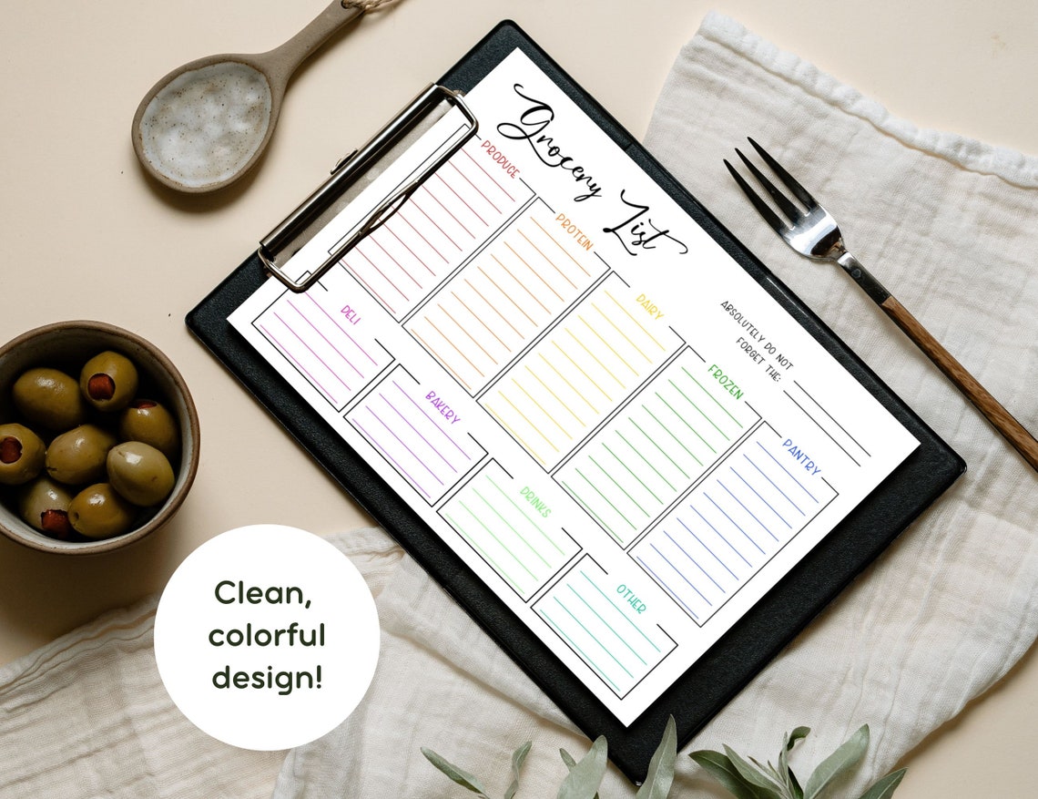 Printable Grocery List and Meal Planner Minimalist Weekly Meal Planner ...