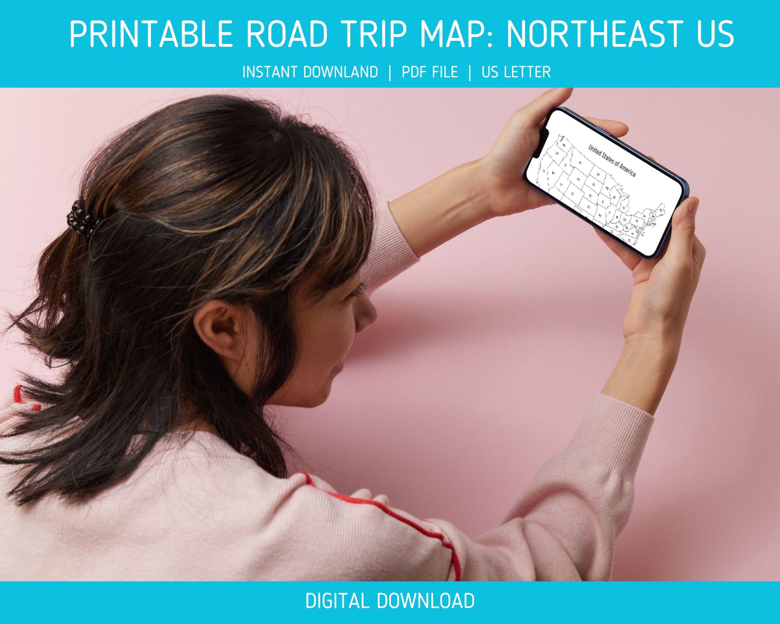 Printable US Road Trip Map, Instant Download Labeled US Map, Kid's Road ...