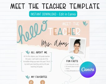 Meet the Teacher Canva Templates Editable Classroom Newsletter Editable ...