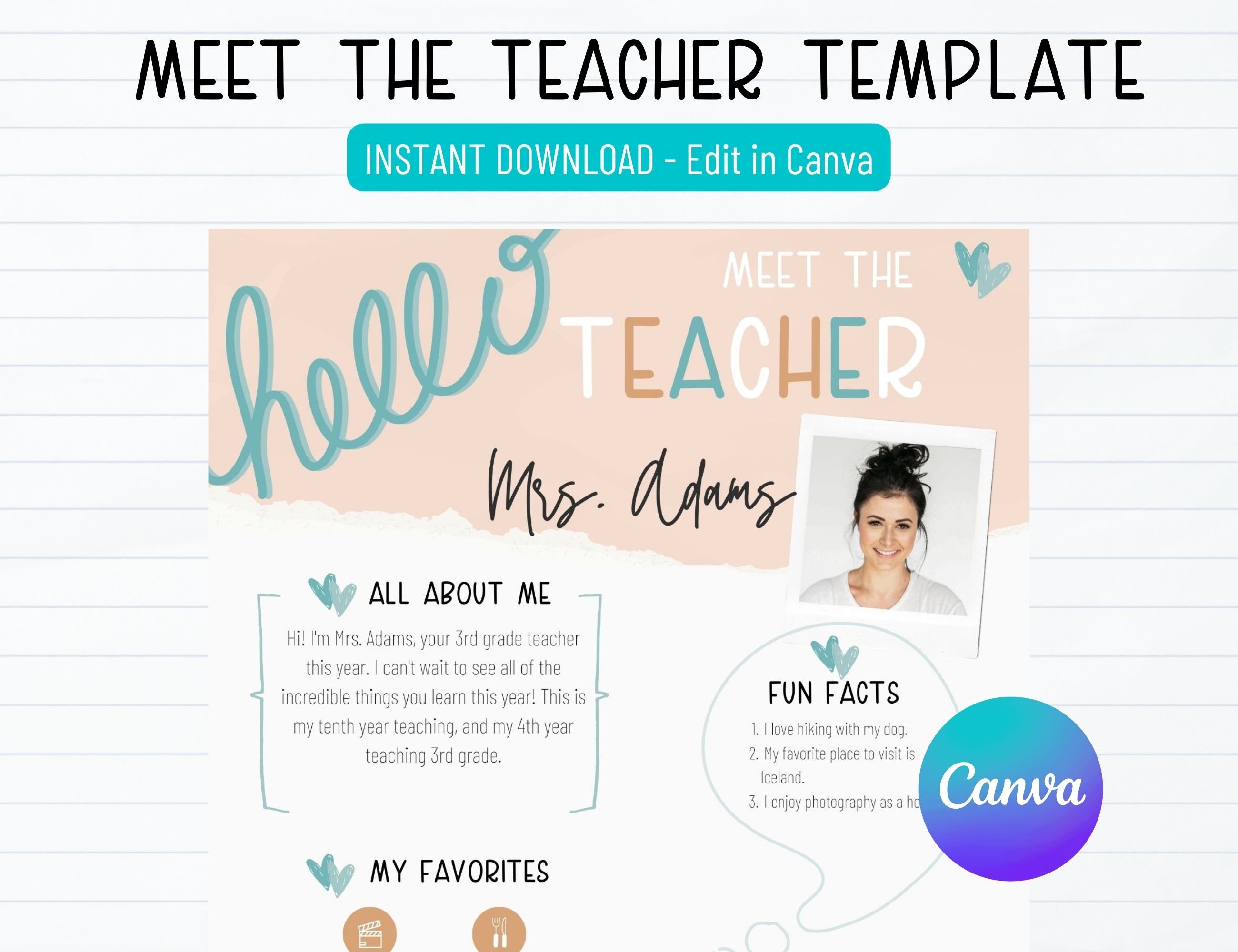 Meet the Teacher Editable Template, Back to School Template, Teacher ...
