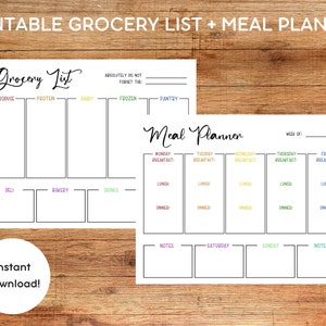 Printable Grocery List and Meal Planner | Minimalist Weekly Meal ...