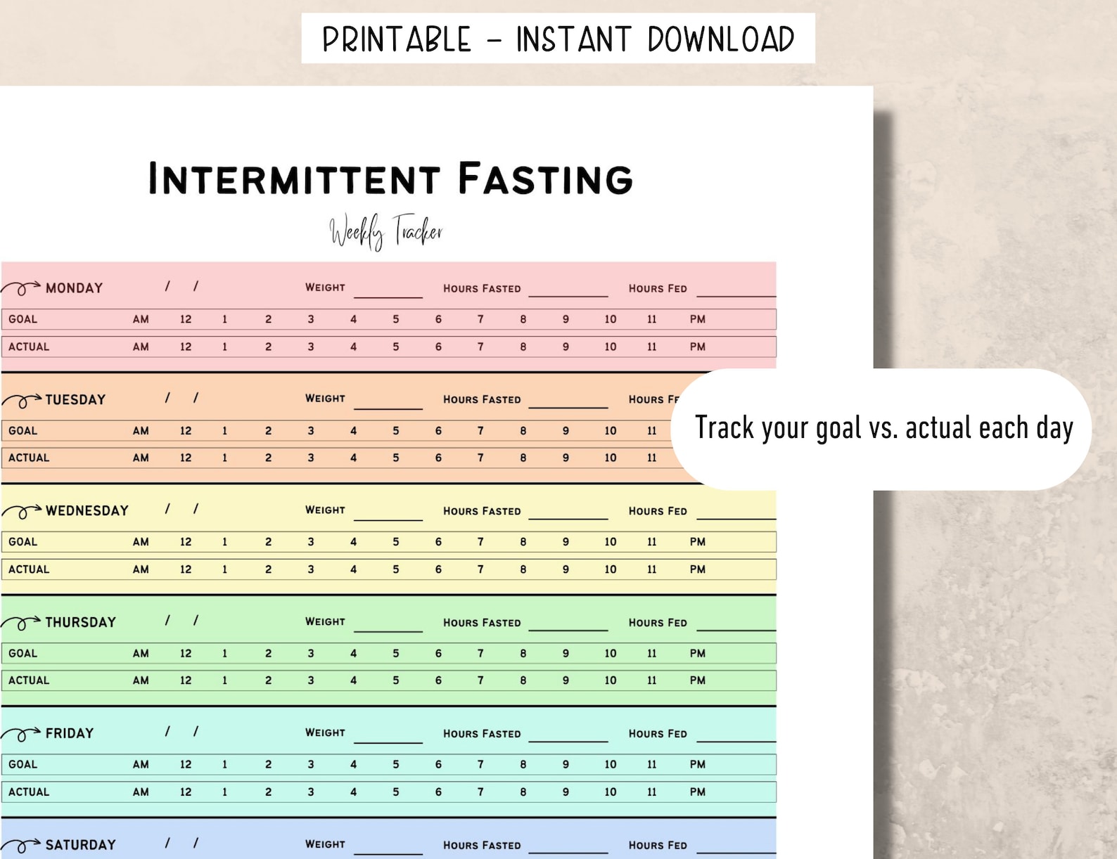 Printable Intermittent Fasting Tracker | Intermittent Fasting Planning ...