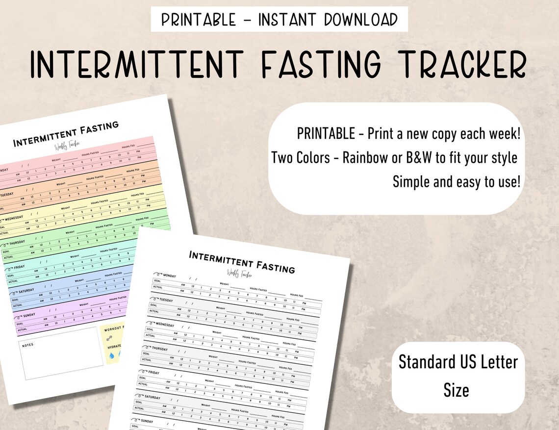 Printable Intermittent Fasting Tracker | Intermittent Fasting Planning ...