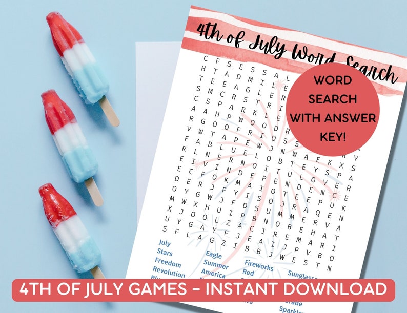 4th of July Printable Games | Activity Bundle | Instant Download | Word ...