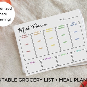 Printable Grocery List and Meal Planner | Minimalist Weekly Meal ...