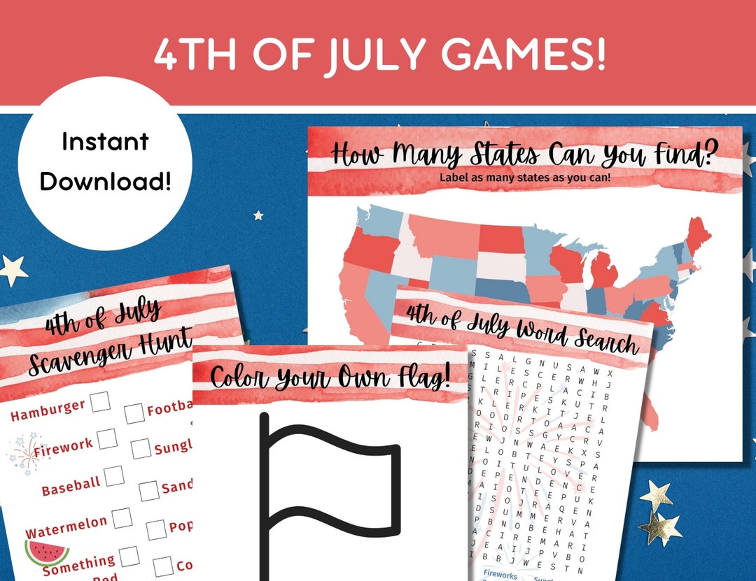 4th of July Printable Games | Activity Bundle | Instant Download | Word ...