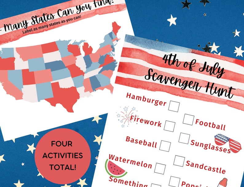 4th of July Printable Games | Activity Bundle | Instant Download | Word ...