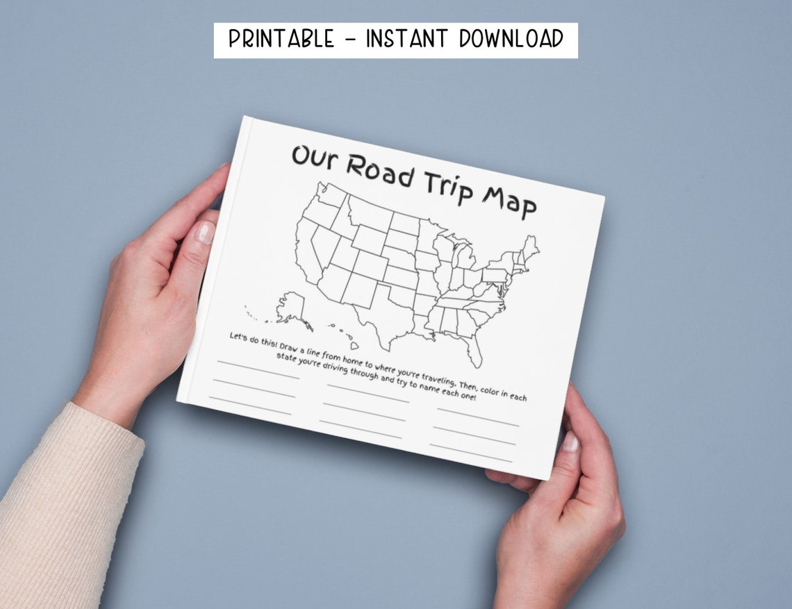 Printable Road Trip Map, Kid's Road Trip Activity, Instant Download ...